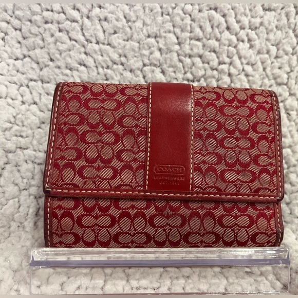 Coach | Bags | Coach Soho Red Signature Jacquard Trifold Wallet | Poshmark